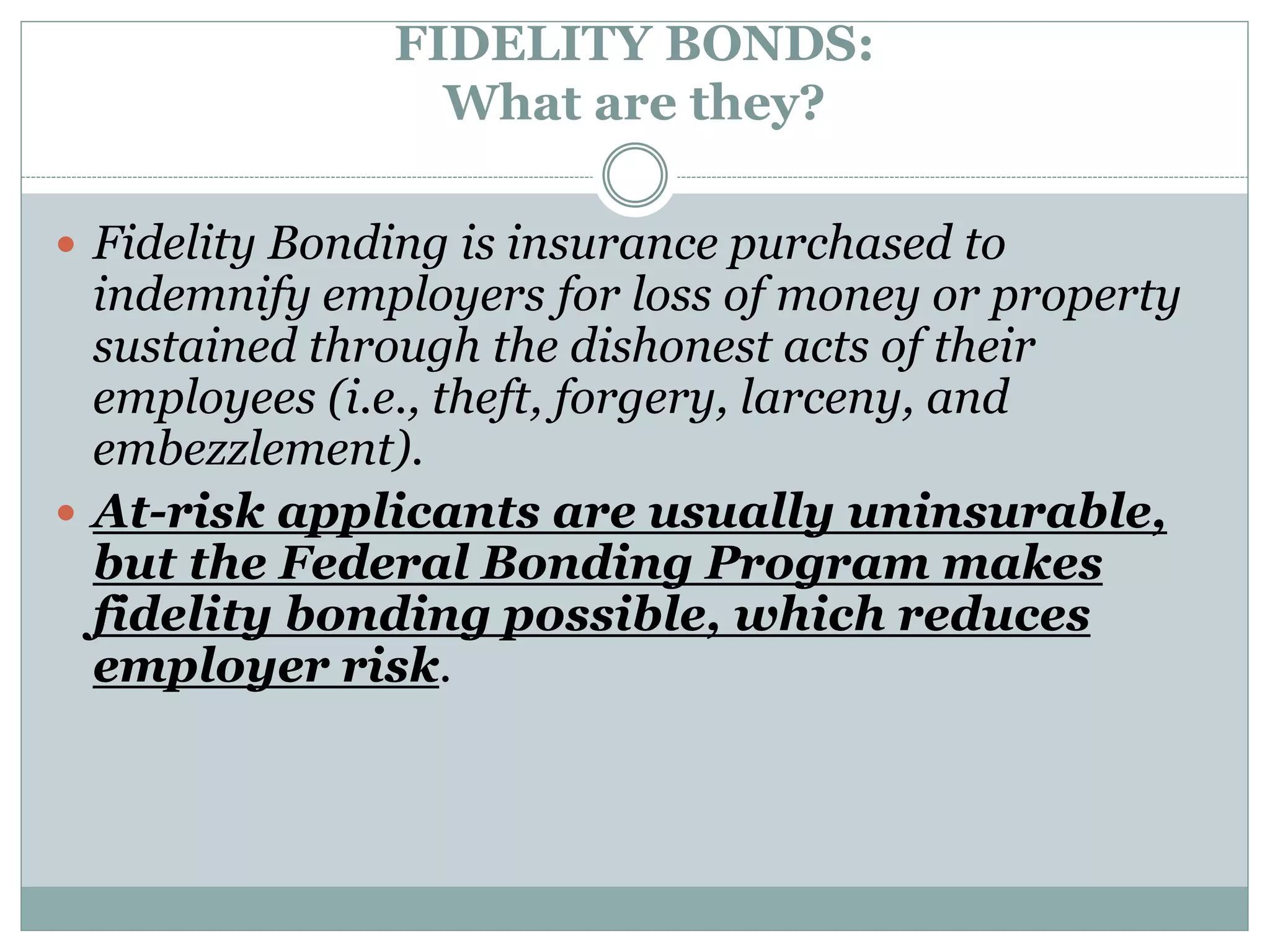 Federal Bonding Program | PPT