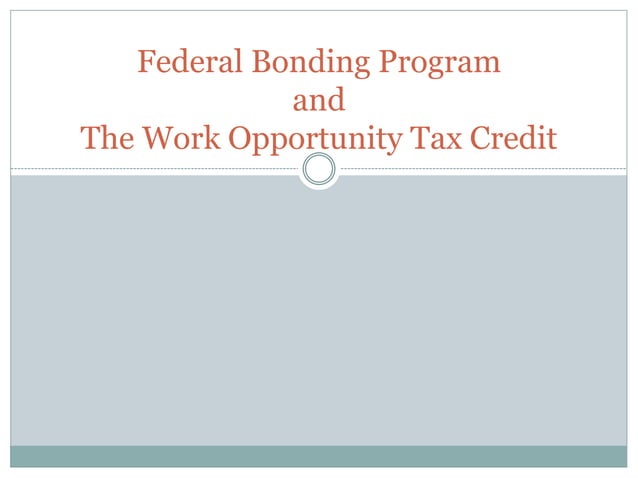 Federal Bonding Program | PPT