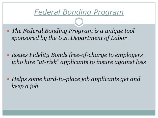 Federal Bonding Program | PPT