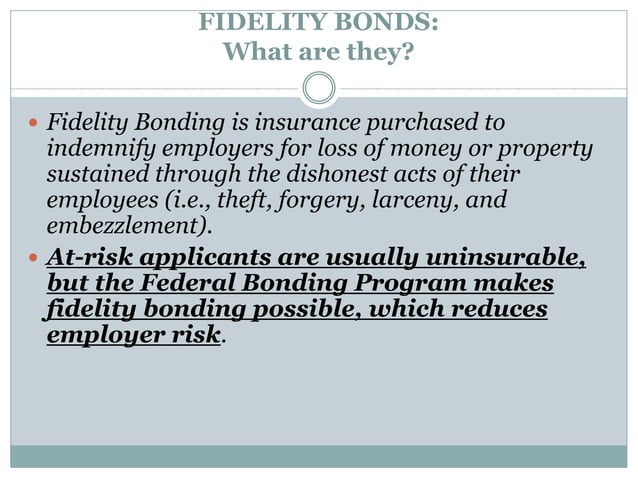 Federal Bonding Program | PPT