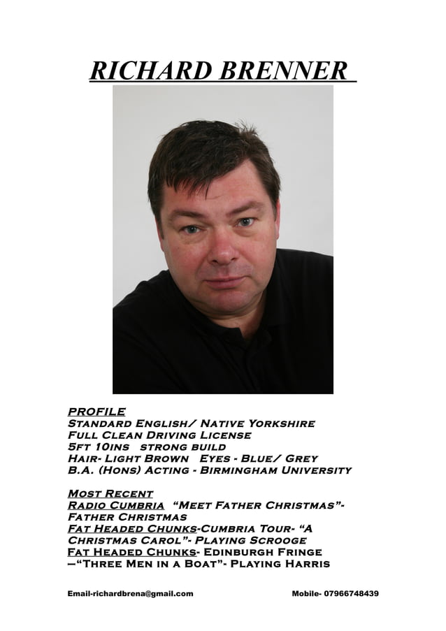 CV FOR RICHARD BRENNER NO | DOC | Television | Entertainment