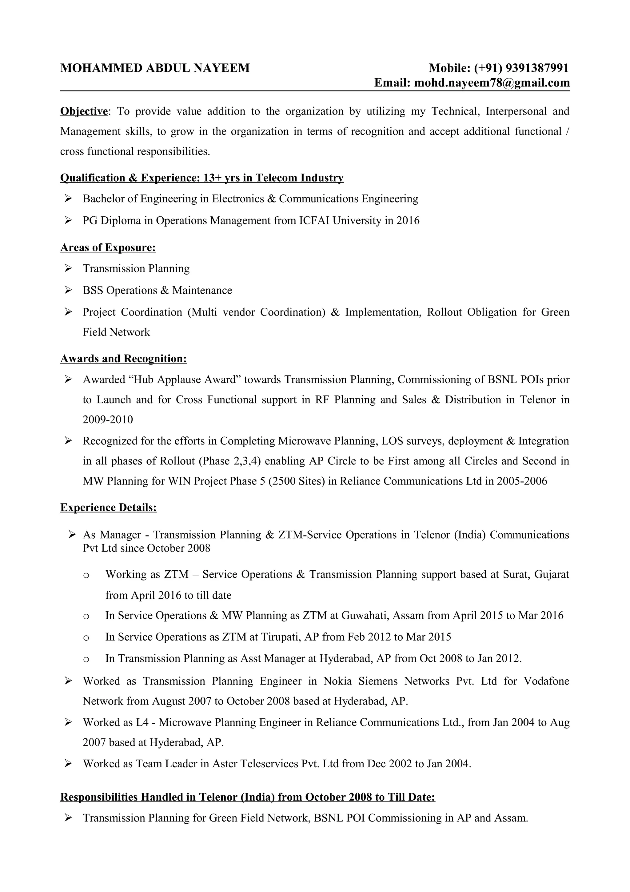 Updated Resume - Mohammed Nayeem | DOC