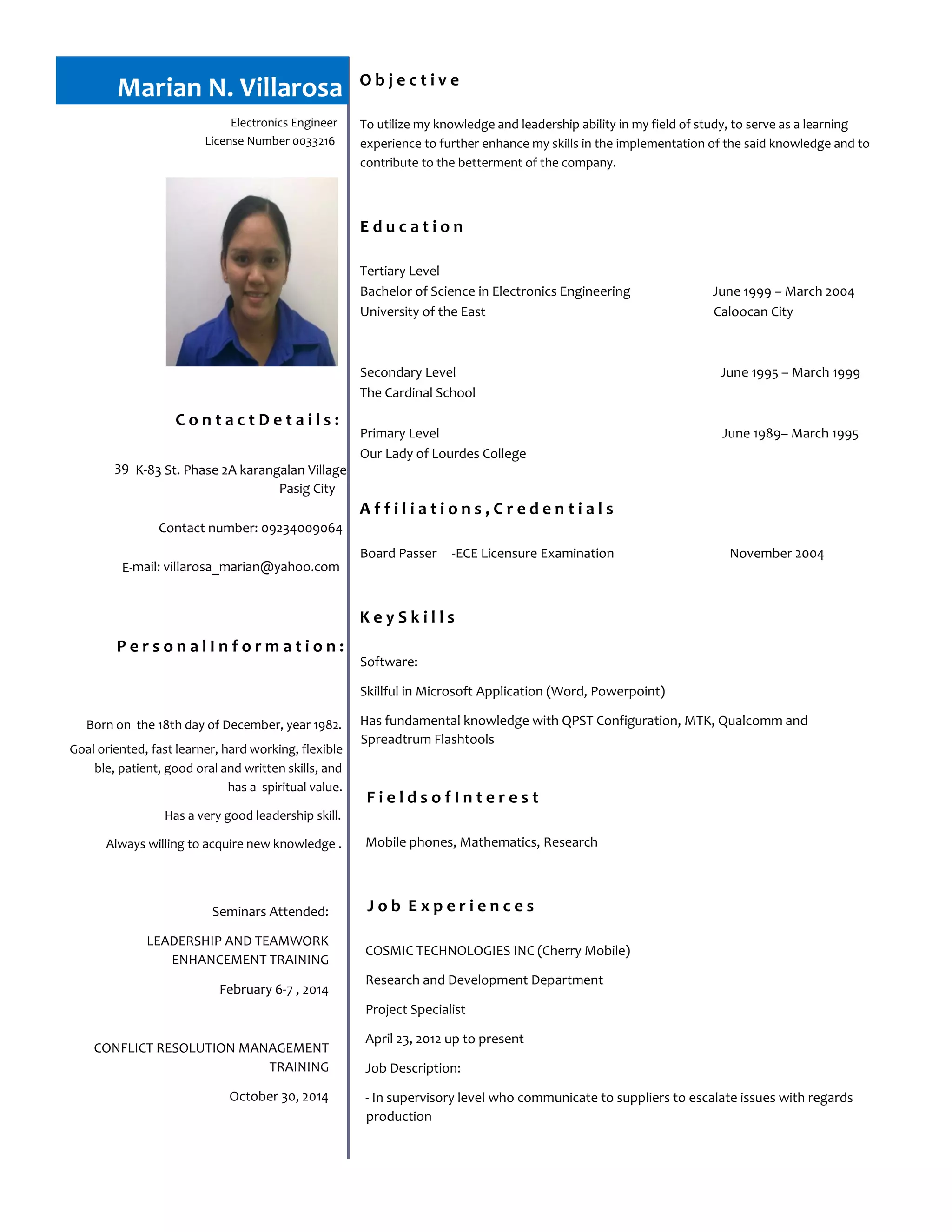 Marian Villarosa 2 | PDF | Technology & Computing