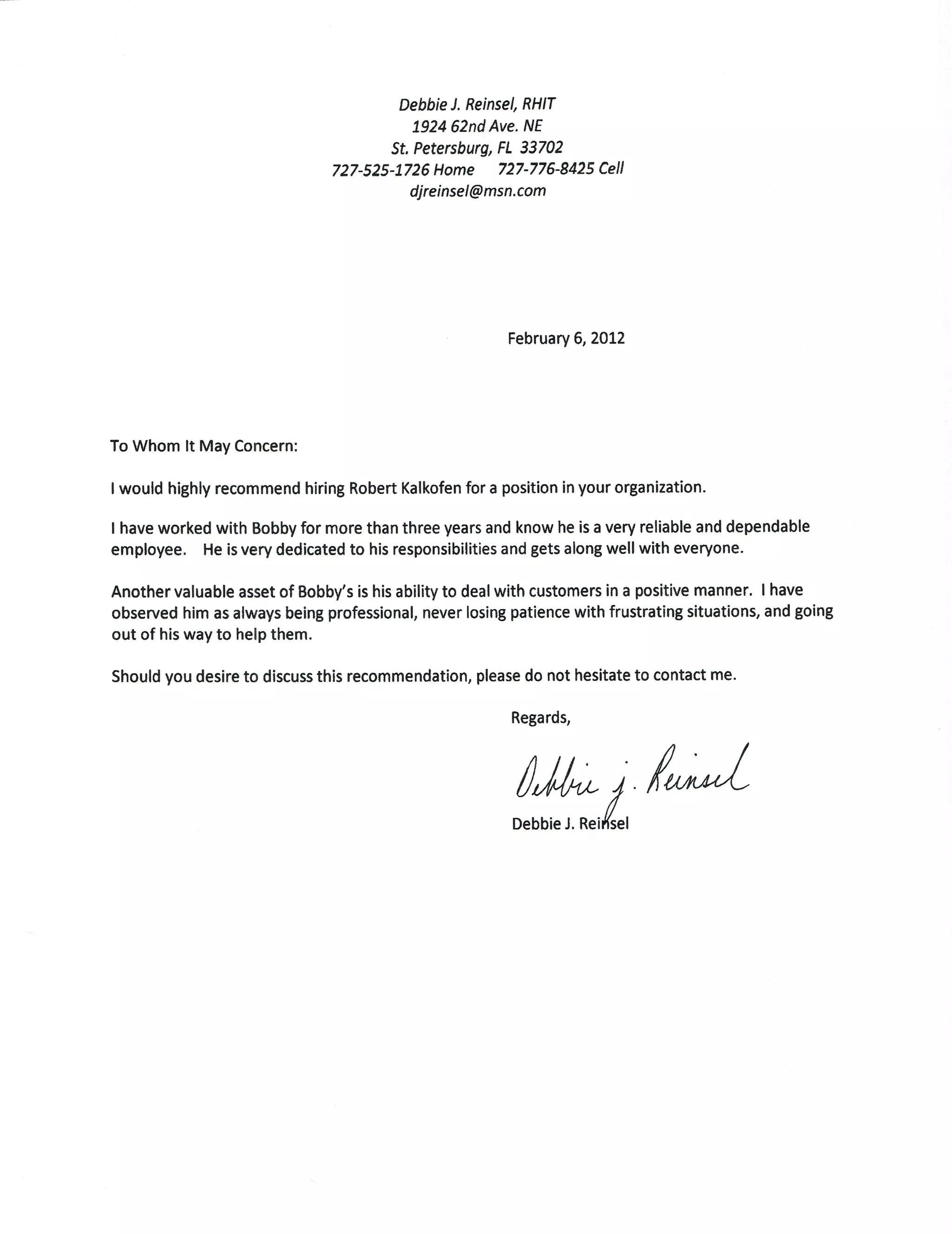 Letter Of Rec From Debbie | PDF