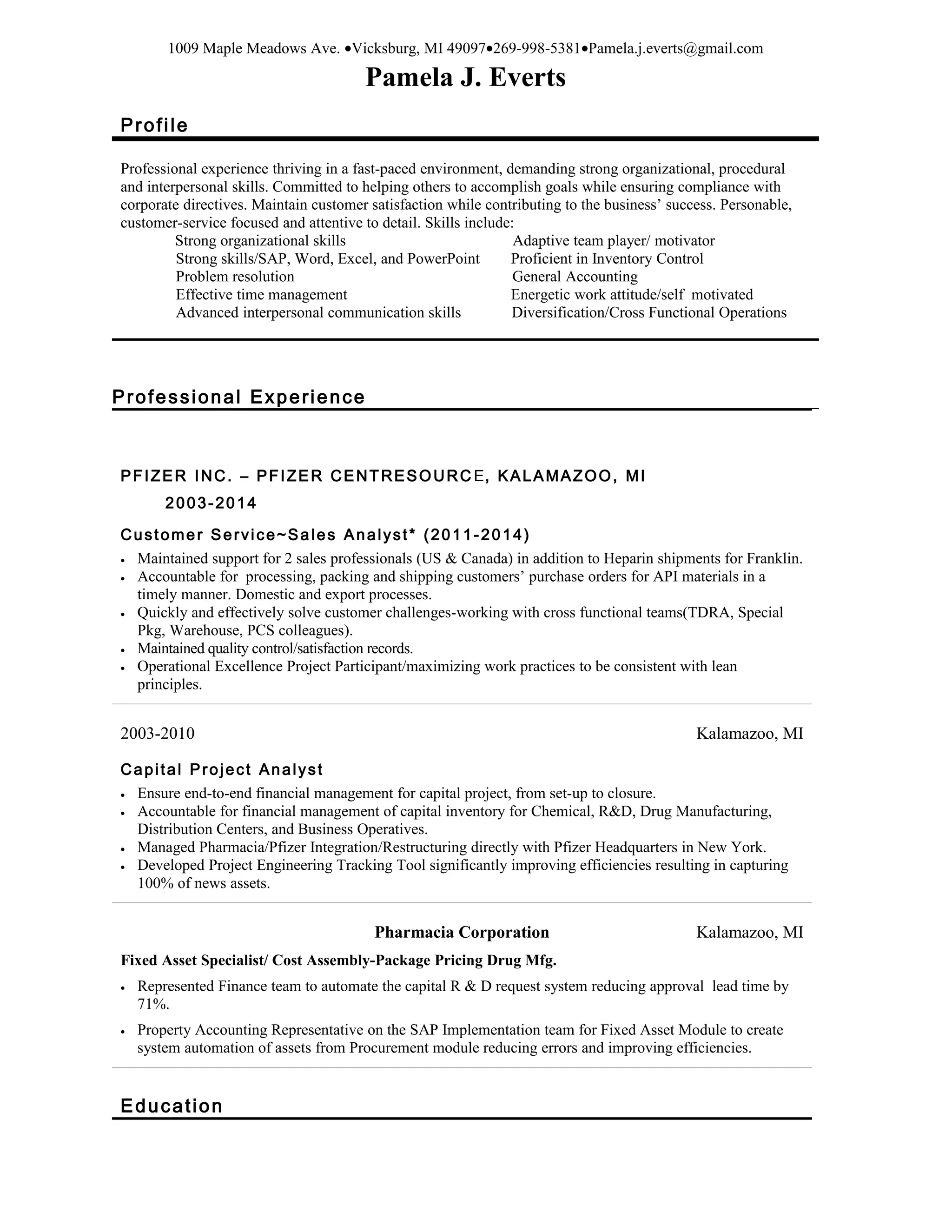 Pamela Everts Resume | PDF