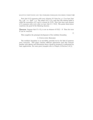 Quantum Computation and the Stabilizer Formalism for Error Correction | PDF | Programming ...