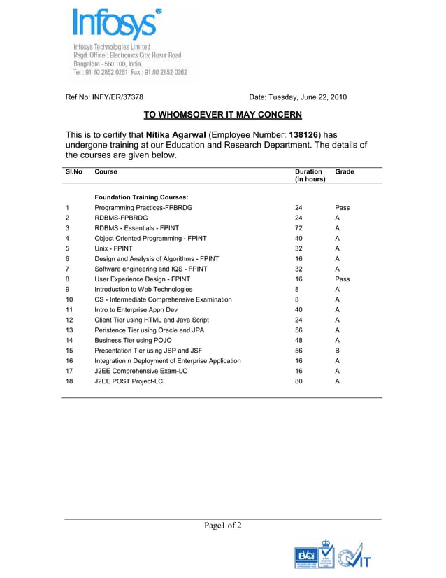 Infosys_Traning_Certificate | PDF