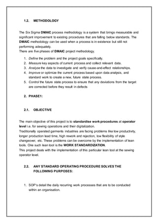 Standardization & digitalization of sewing operations | DOCX