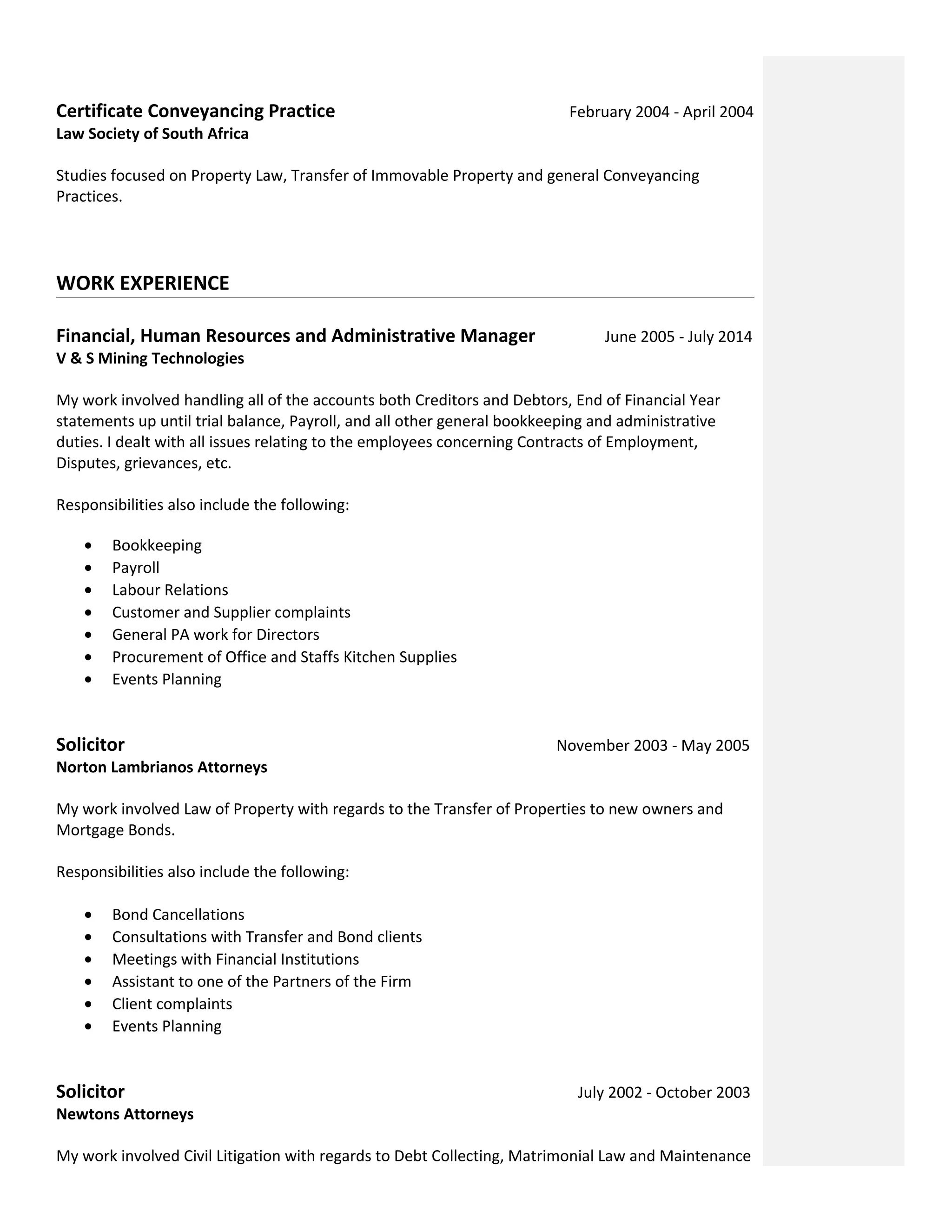 Liza Visser Resume | DOC