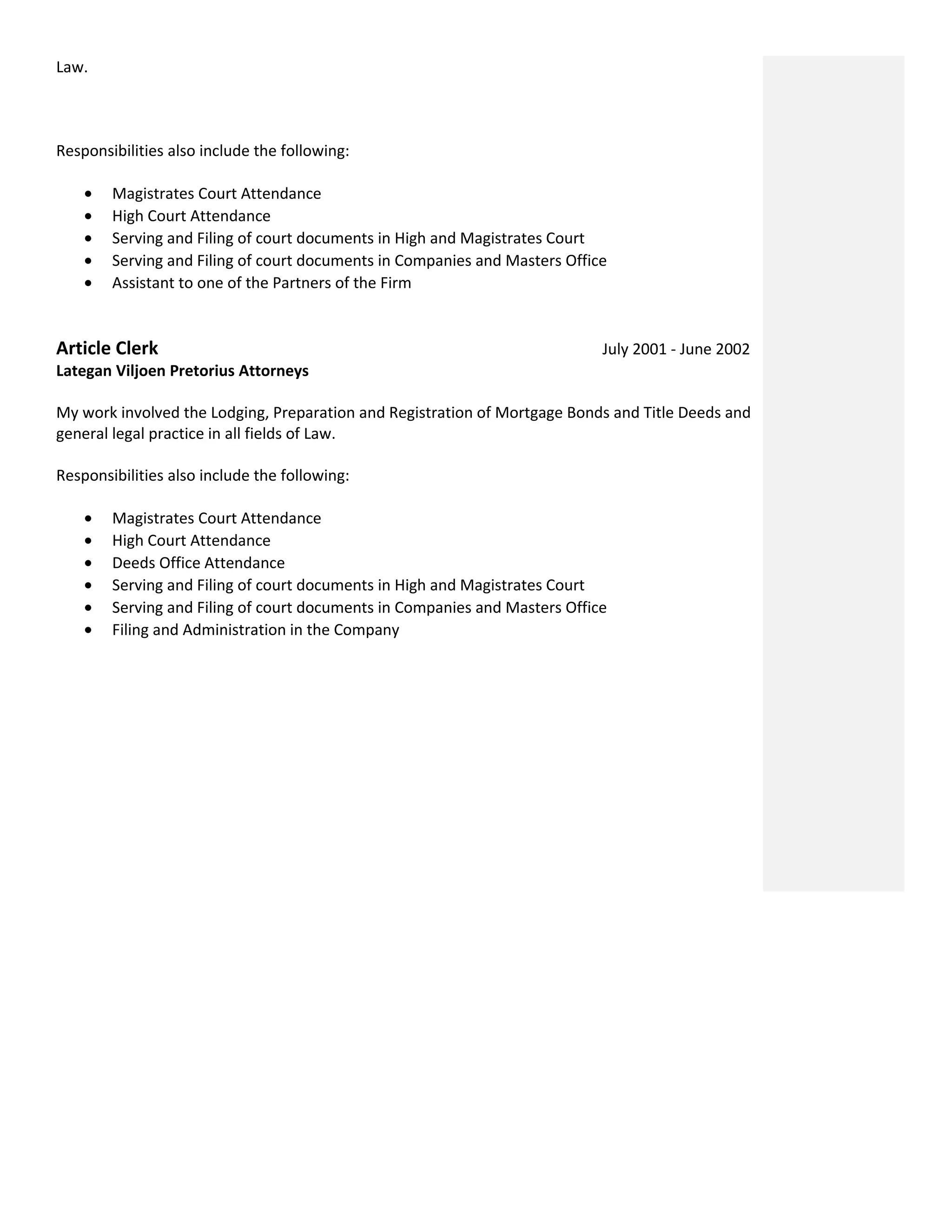 Liza Visser Resume | DOC