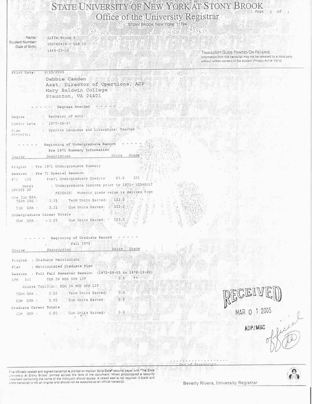 SUNY Transcript | PDF