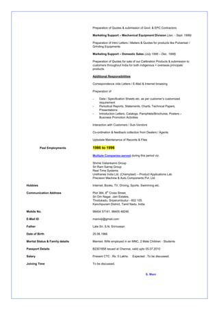 Mani Resume - 2014 | PDF