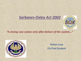 Sarbanes Oxley Act, 2002 | PPTX