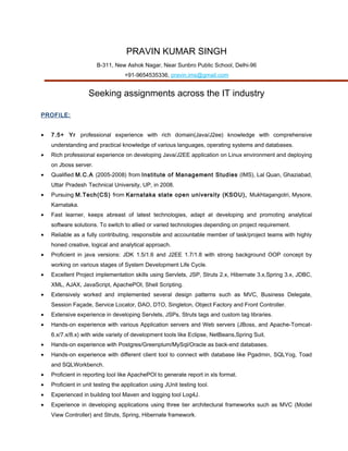 PRAVIN_RESUME-7.5+_YR_EXP-JAVA_J2EE | PDF