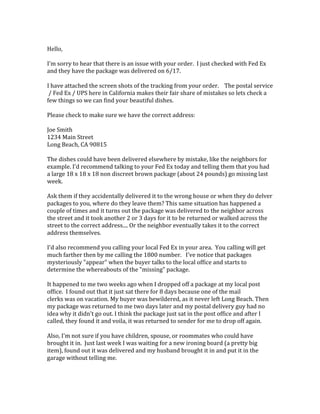 Customer Service Lost Package | PDF