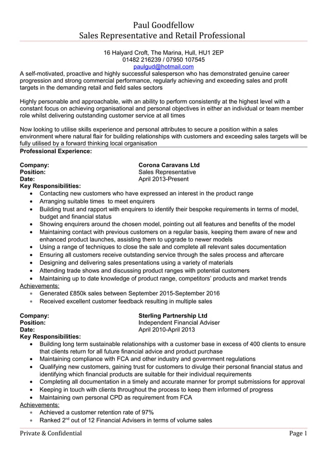 CV Paul Goodfellow (1) | PDF