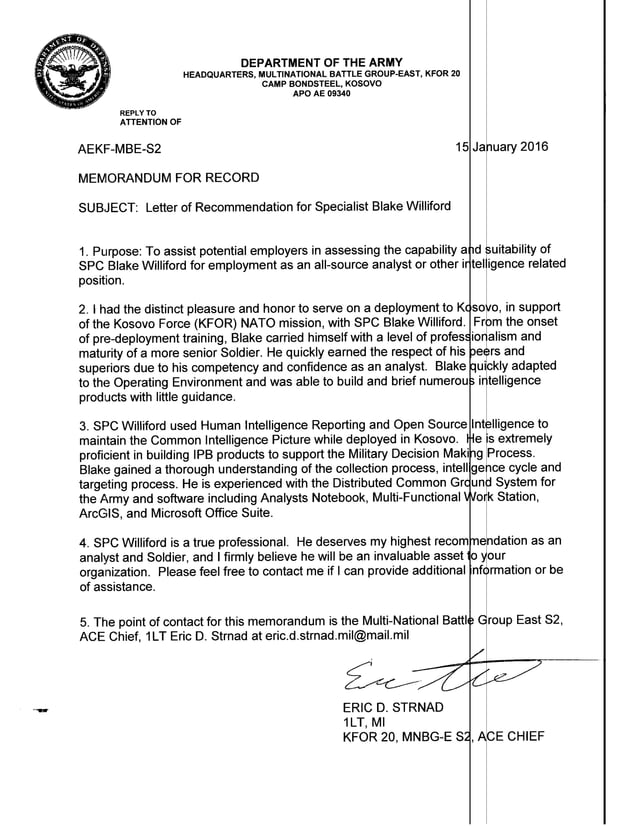 Williford Letter of Rec | PDF