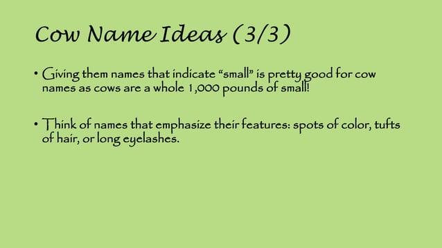 75 classic cow names | PPT