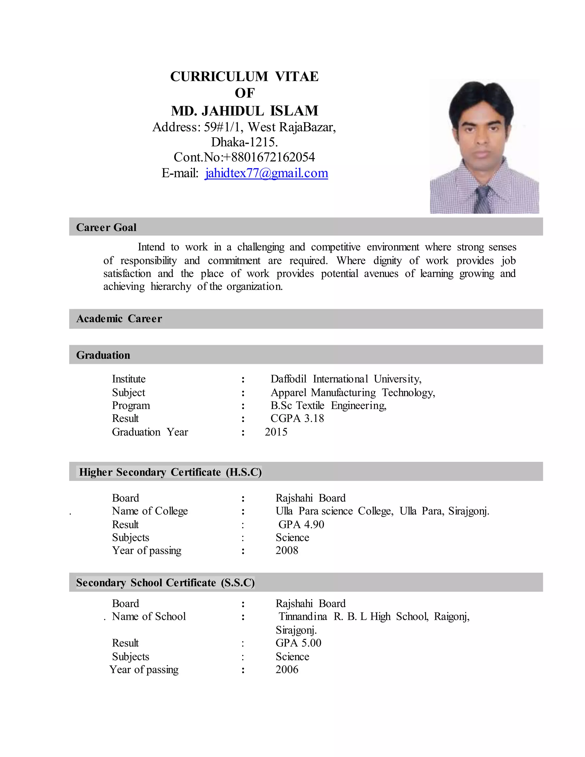 cv of jahid | DOCX