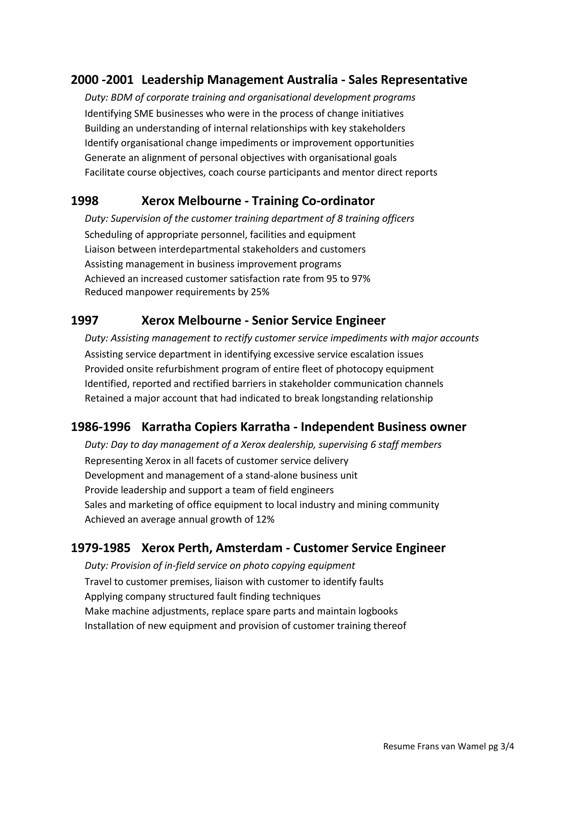 CV FRANS VAN WAMEL | PDF