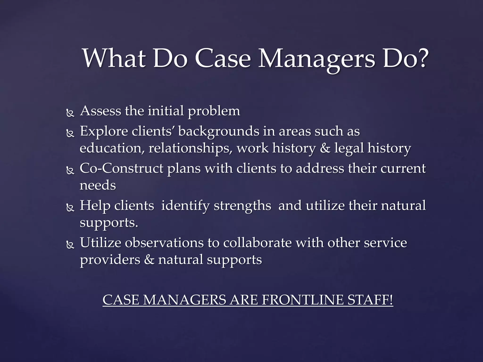 Caseworkers’ Roles in Mental Health Assessments | PPT