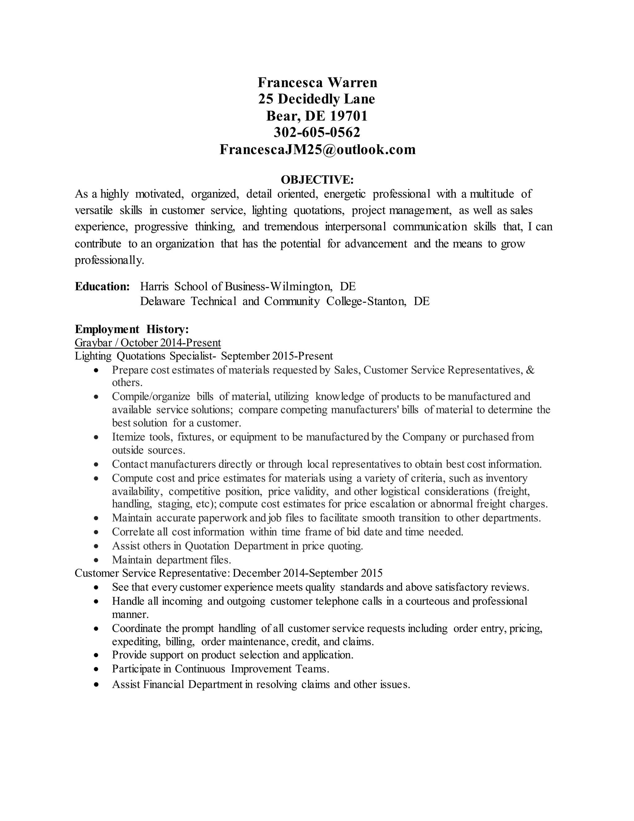 Francesca Resume ele | PDF