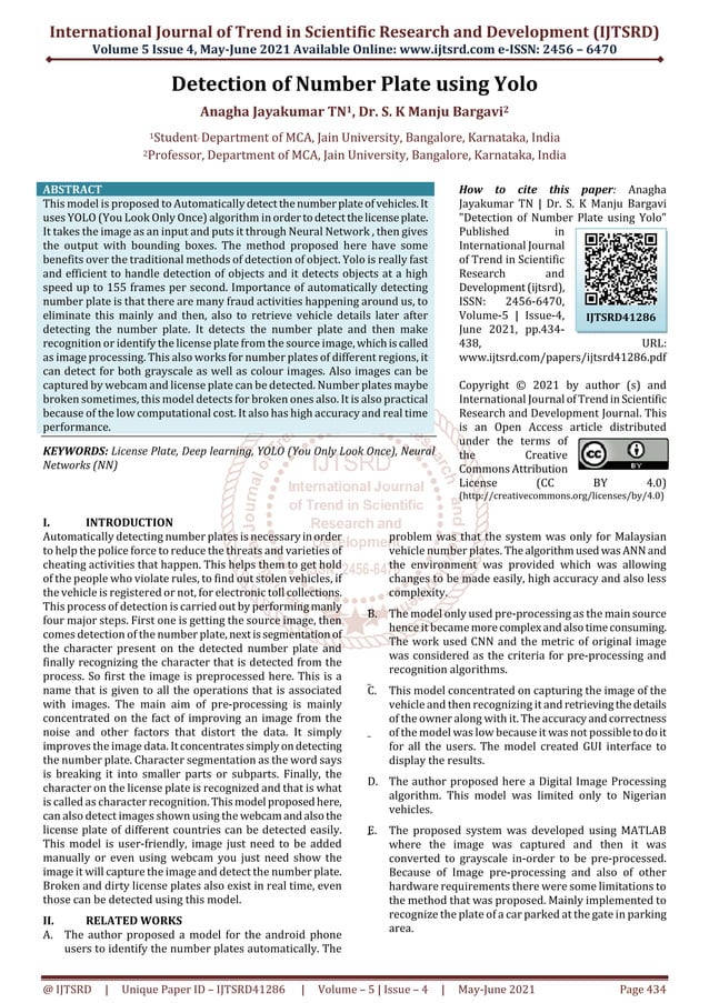 Detection of Number Plate using Yolo | PDF