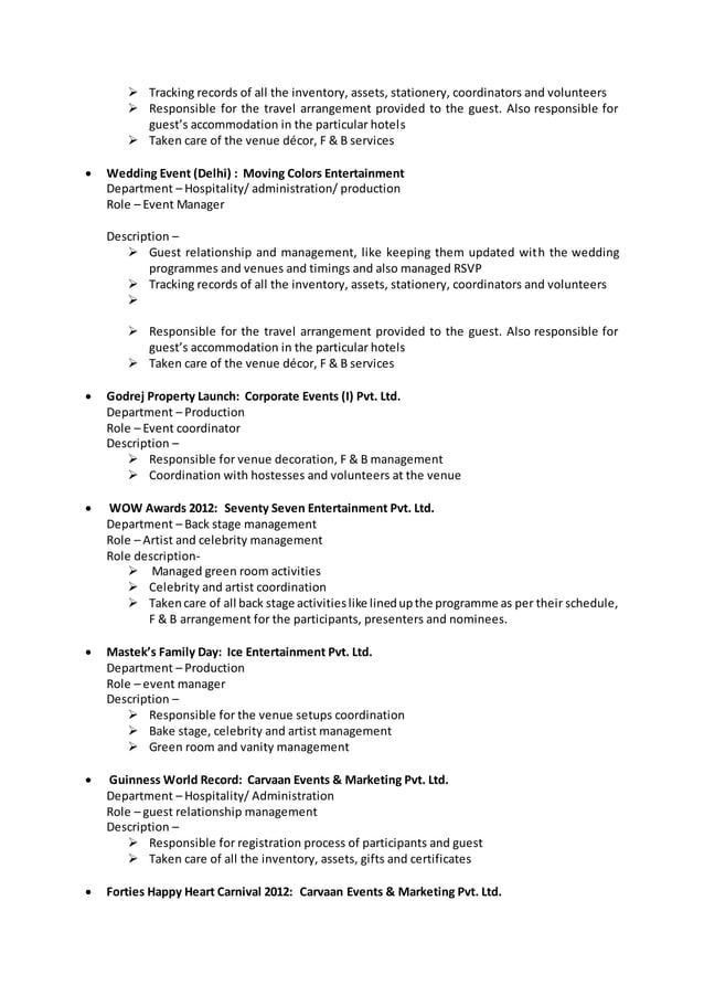 EVENT WORK EXPERIENCE | PDF