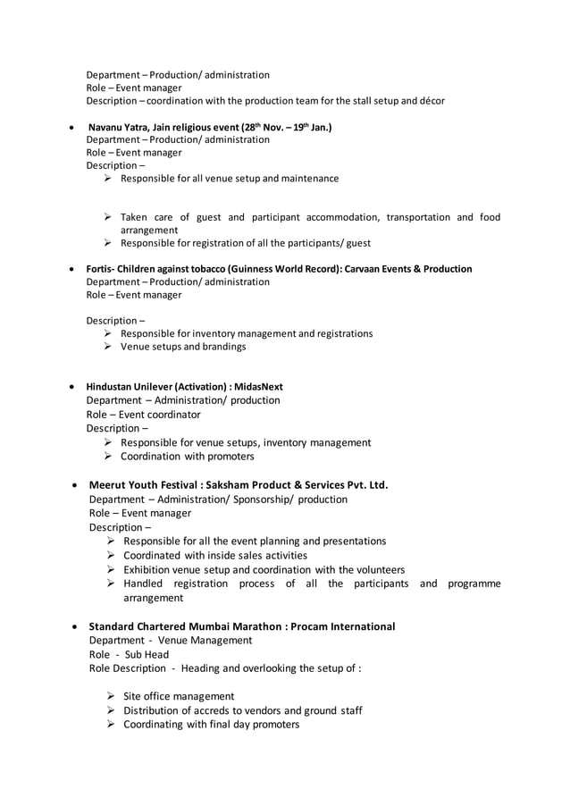 EVENT WORK EXPERIENCE | PDF