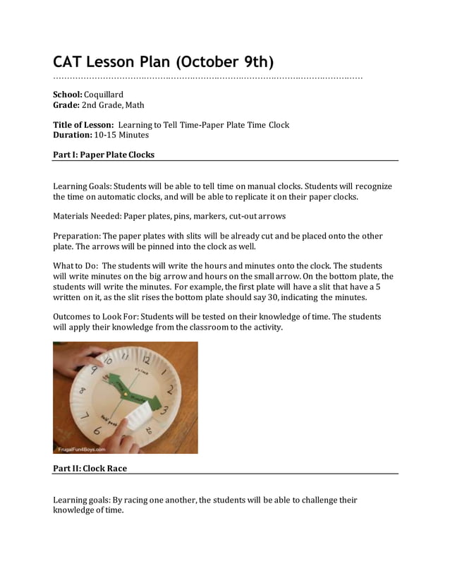 CATLessonPlanOctober9th | PDF