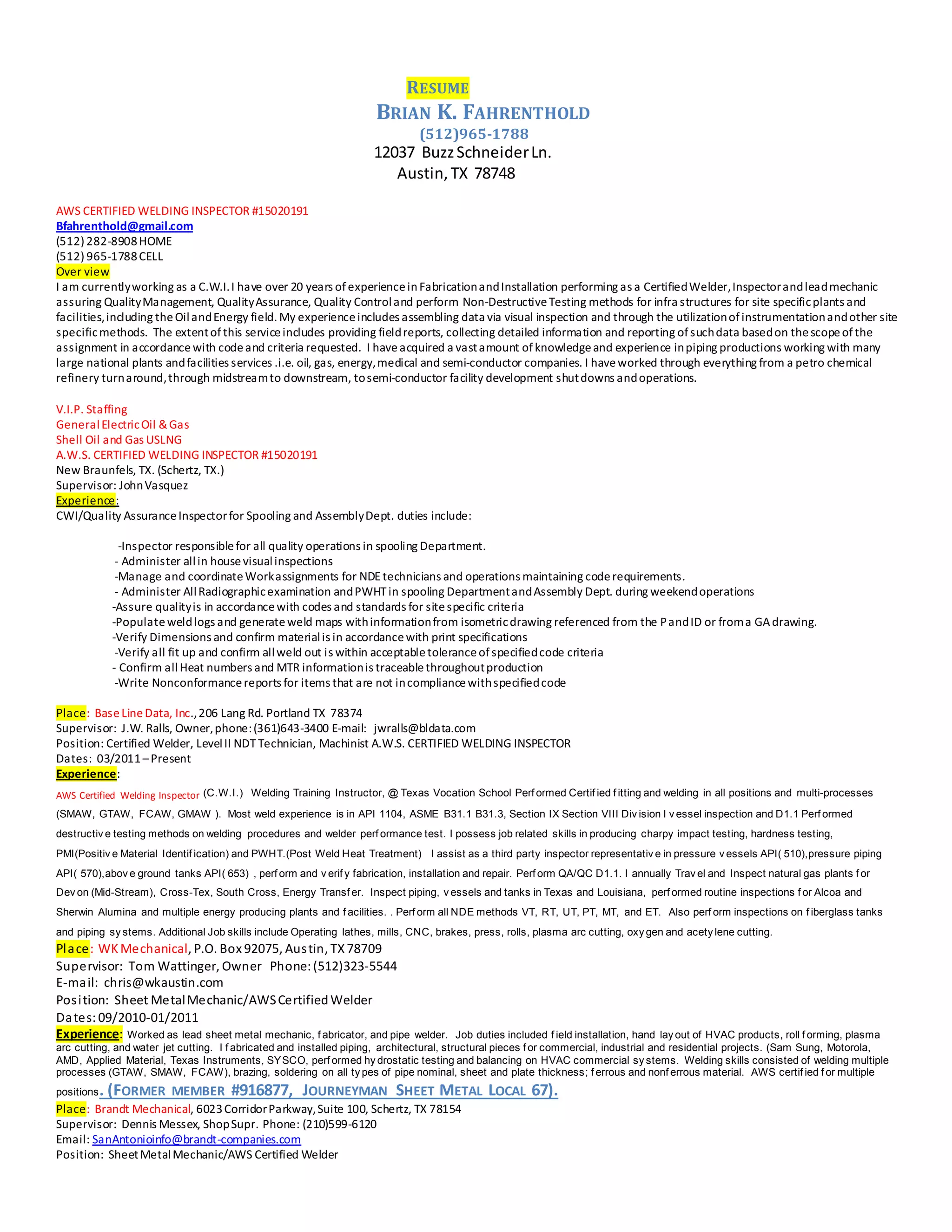Brian_Resume_revise 3 | DOCX | Careers