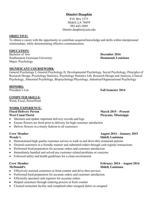 Dimitri Dauphin Resume | PDF