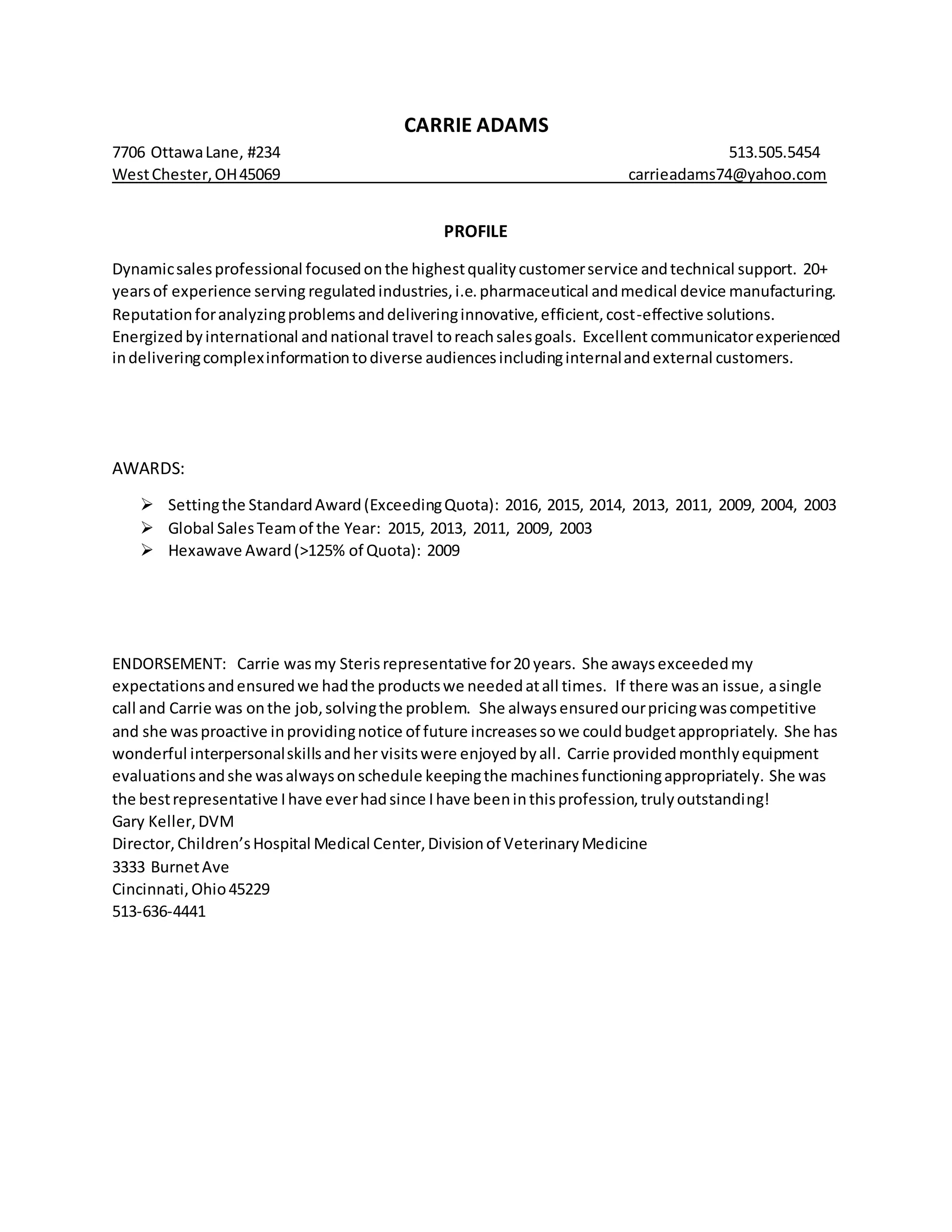 CARRIE ADAMS chronological (2) | PDF