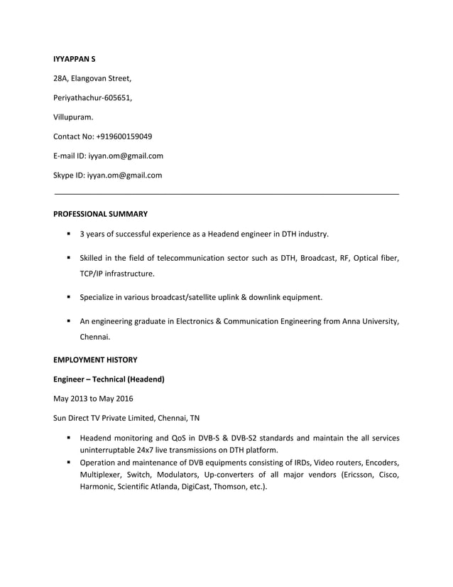 Headend Engineer - DVB - 3 years exp PP (1) | DOC