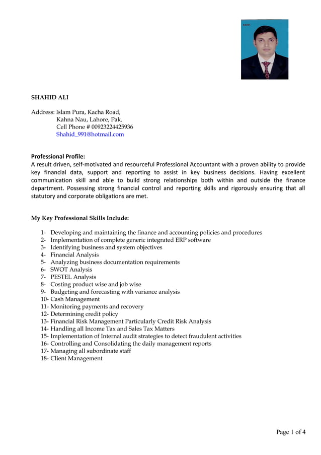 Shahid-CV | DOC | Business Accounting & Finance | Business