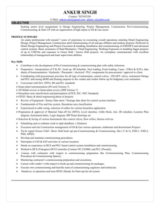 Ankur Singh 7 years exp. oil & gas | DOC | Civil Engineering Industry | Industries