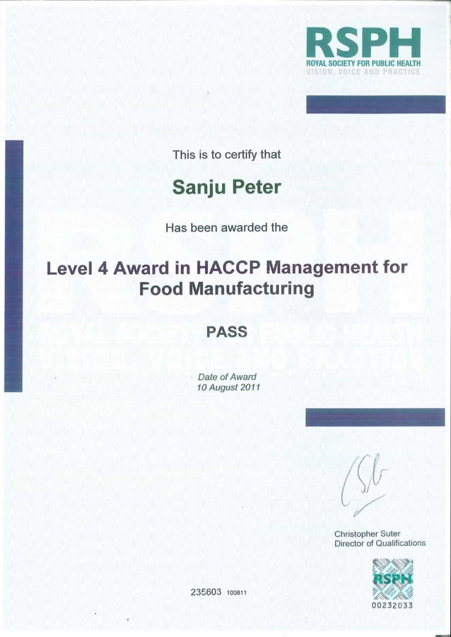 Level-4 HACCP August 2011 | PDF