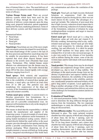 Nasal Drug Delivery System A Review | PDF