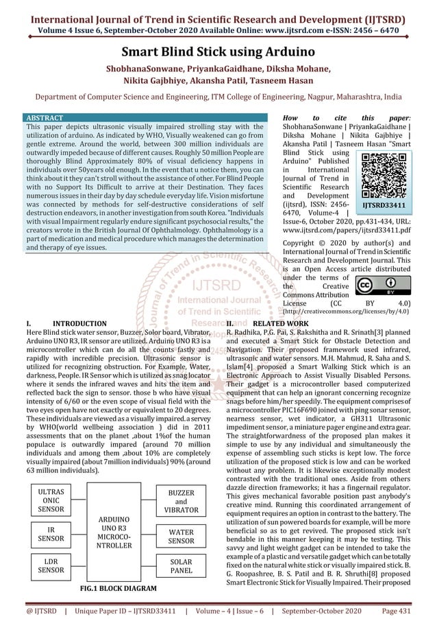 Smart Blind Stick using Arduino | PDF