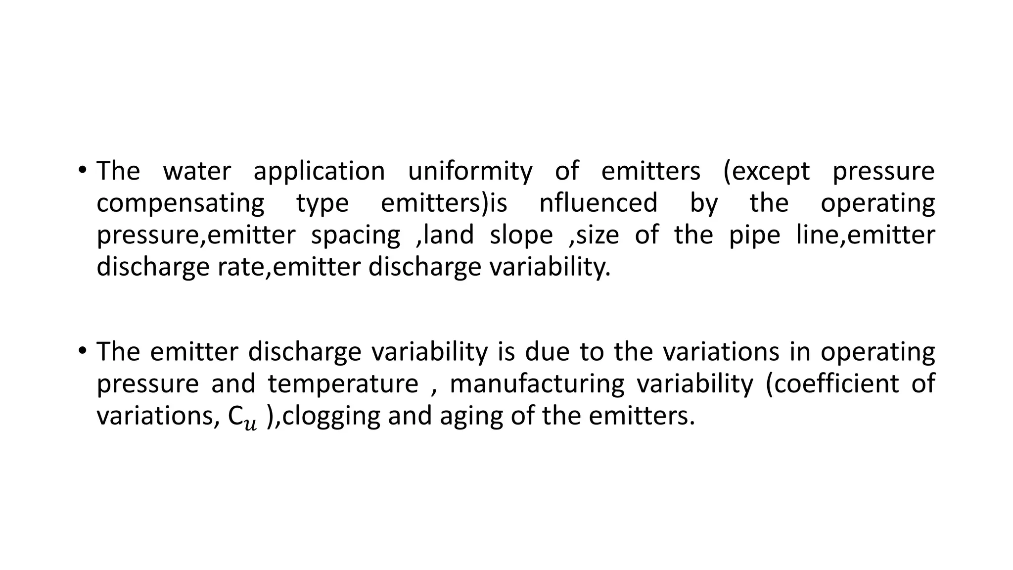 Uniformity coefficient of drip and sprinkler irrigation systems | PPTX
