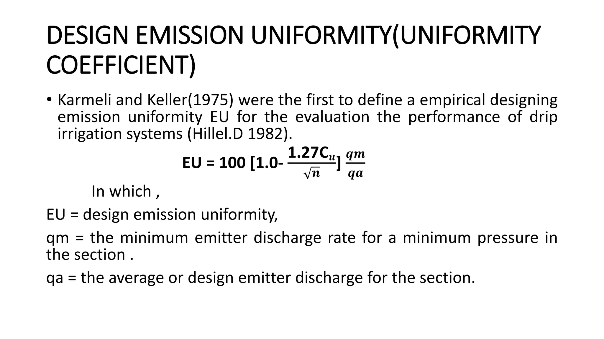Uniformity coefficient of drip and sprinkler irrigation systems | PPTX