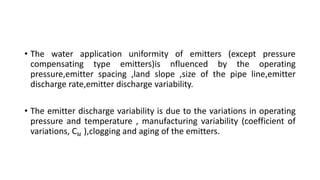 Uniformity coefficient of drip and sprinkler irrigation systems | PPTX