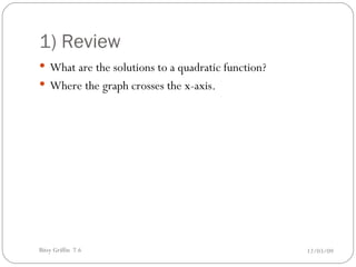 7.6 Using The Quadratic Formula | PPT