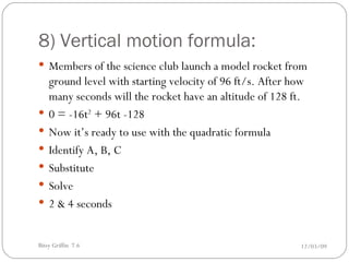 7.6 Using The Quadratic Formula | PPT