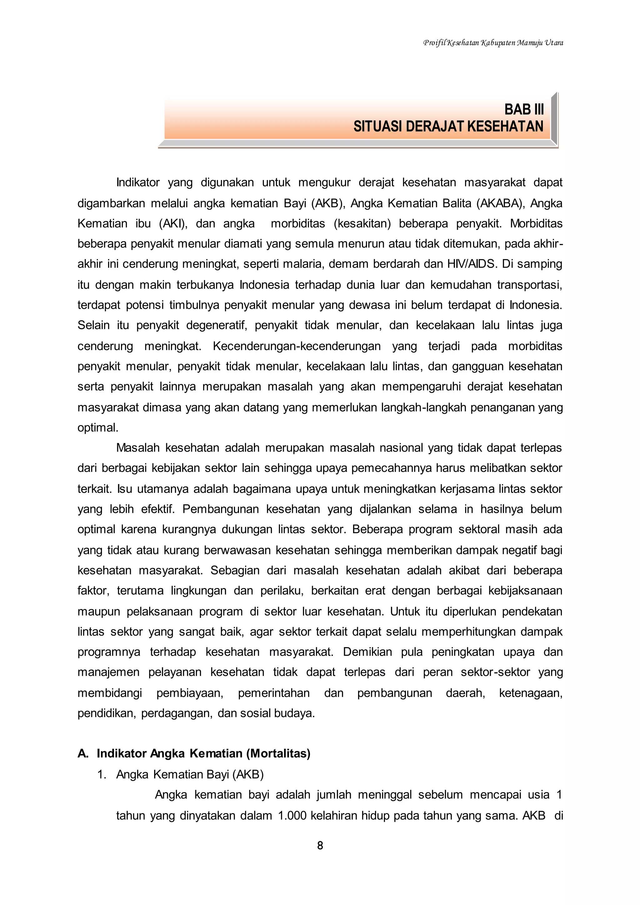 Profil Kesehatan Kabupaten Mamuju Utara 2015 | PDF