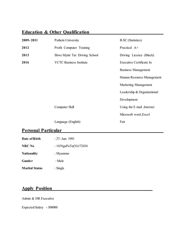 update CV 1 | DOCX | Business | Business and Finance