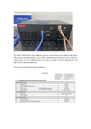 760nm 1500mW All-in-one Fiber Coupled Laser | PDF