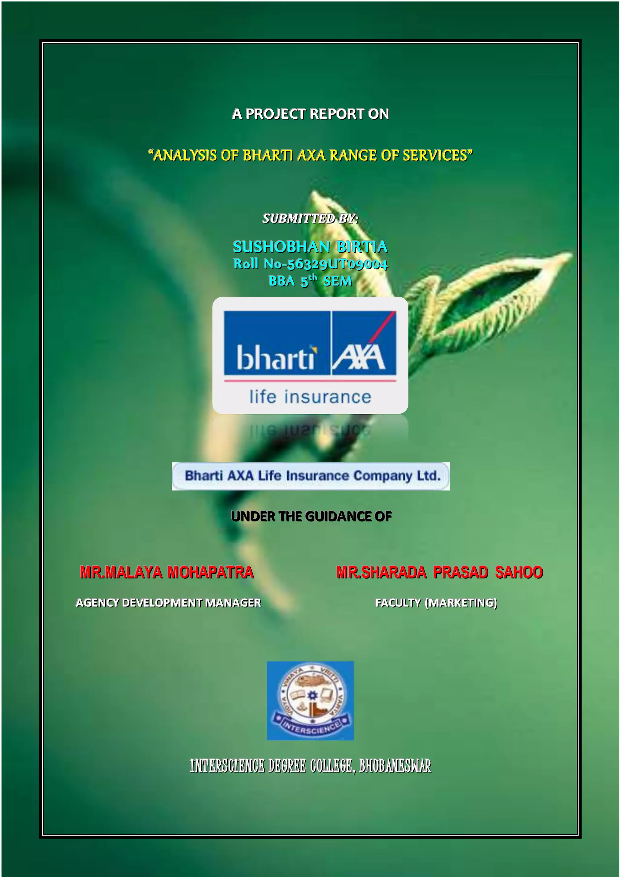 76109382 a-project-report-on-bharti-axa-life-insurance-co | PDF
