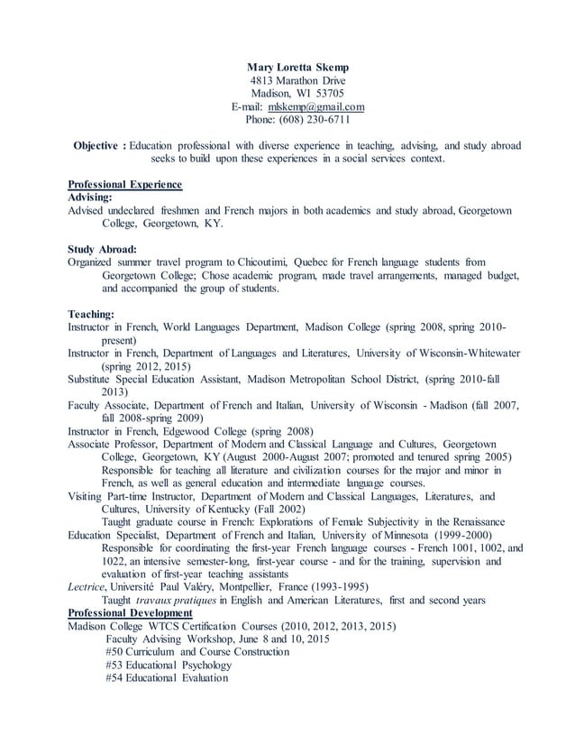 Mary Loretta Skemp CV3 | PDF