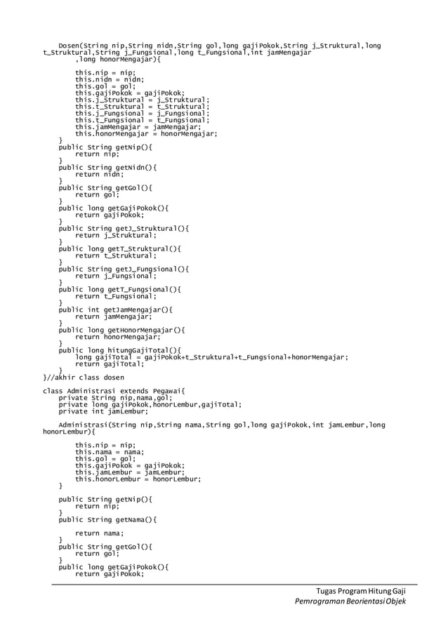 source-code-program-menghitung-gaji-pegawai | DOCX | Programming Languages | Computing
